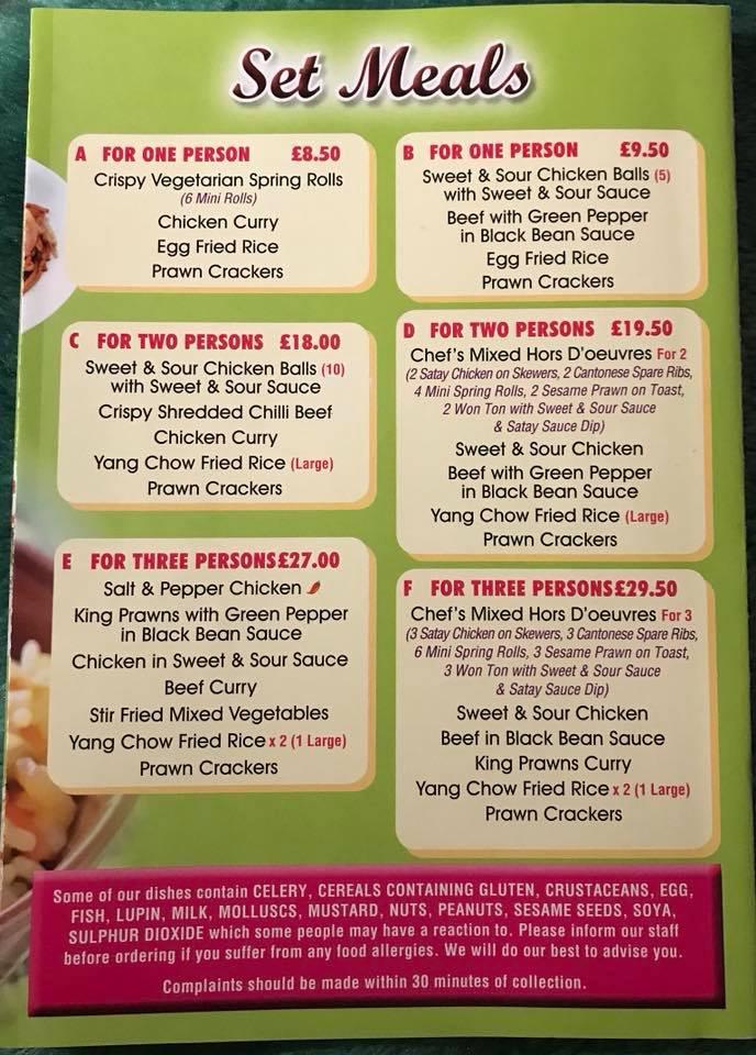 Menu at LUCKY SEVEN Chinese Takeaway fast food, Doncaster