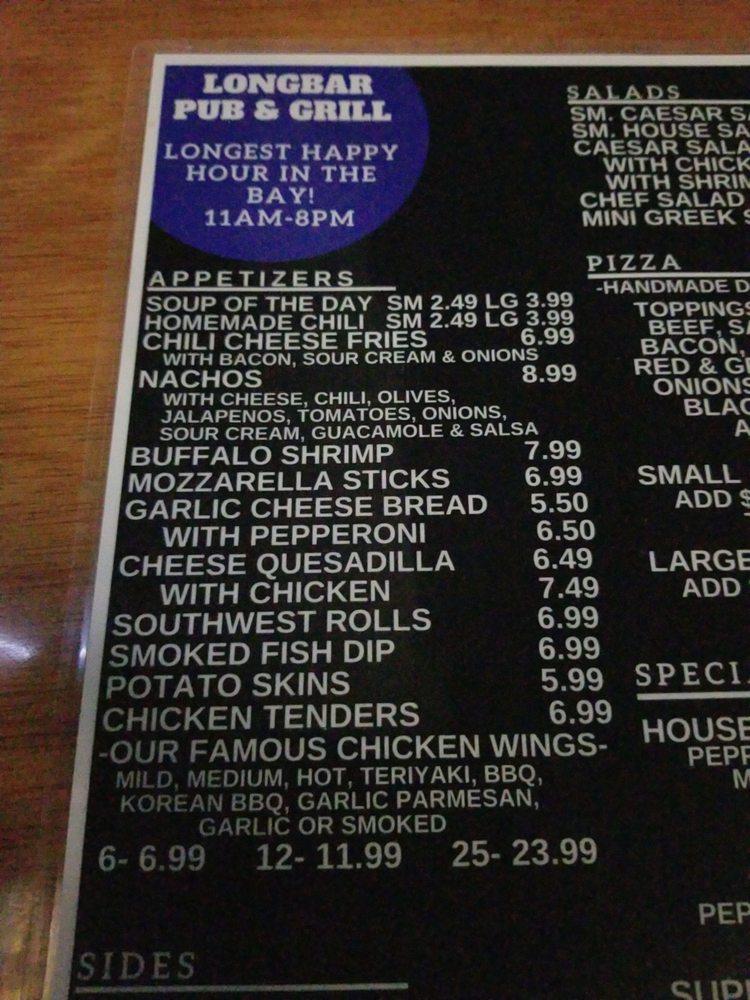 Menu at The Long Bar Pub & Grill, Tampa