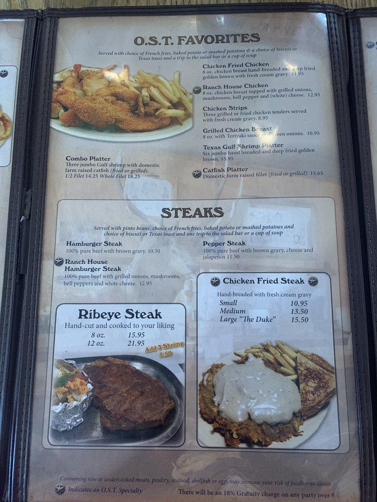 Menu at O.S.T. Restaurant, Bandera