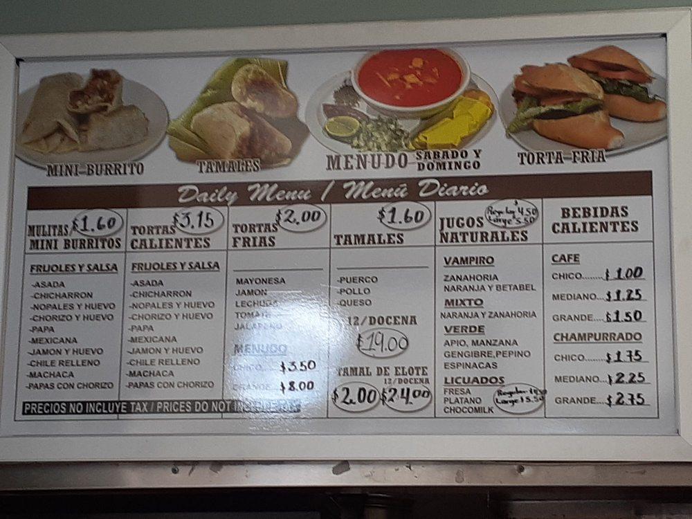Menu at Cortez Bakery, Pomona