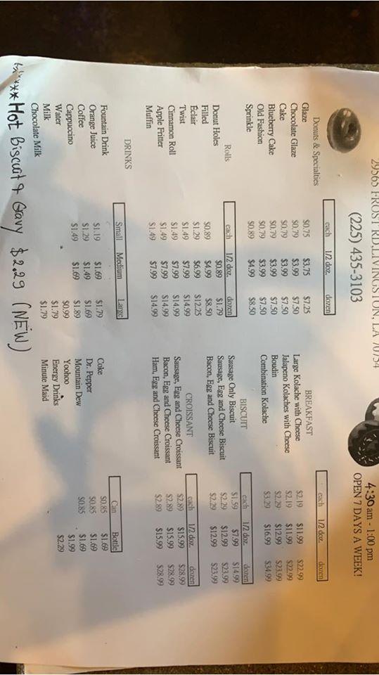 Menu at Delicious Donut, Livingston
