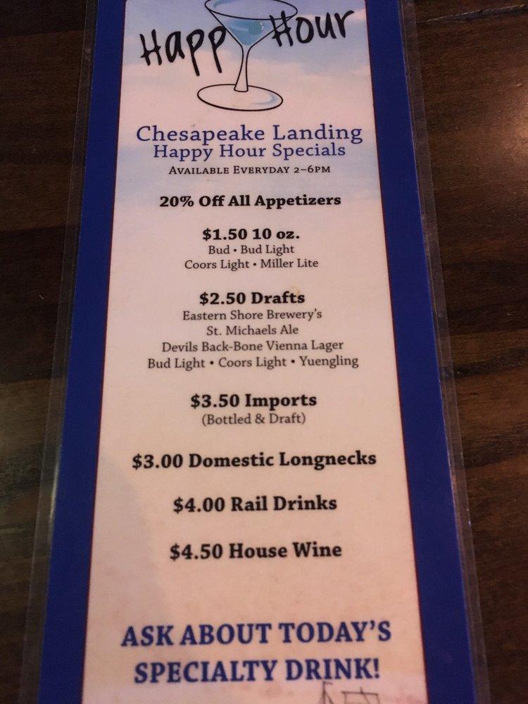 Menu at Chesapeake Landing restaurant, Saint Michaels, St Michaels