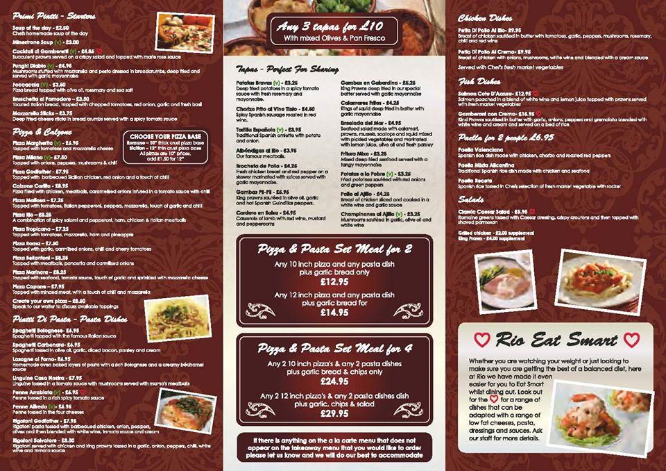 Menu at Rio Ristorante restaurant, Dunoon