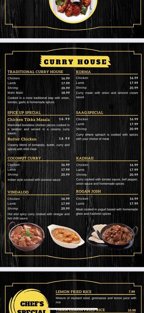 Menu at Spice Up, House of Indian Cuisine restaurant, Honolulu