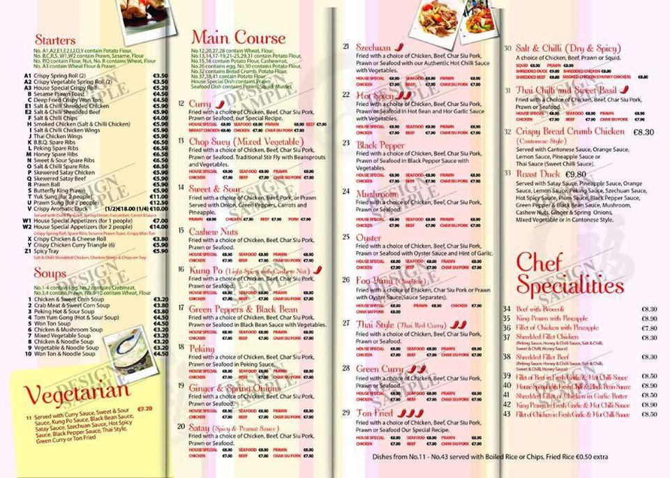 Menu at Yongfu Chinese takeaway Gorey restaurant, Gorey