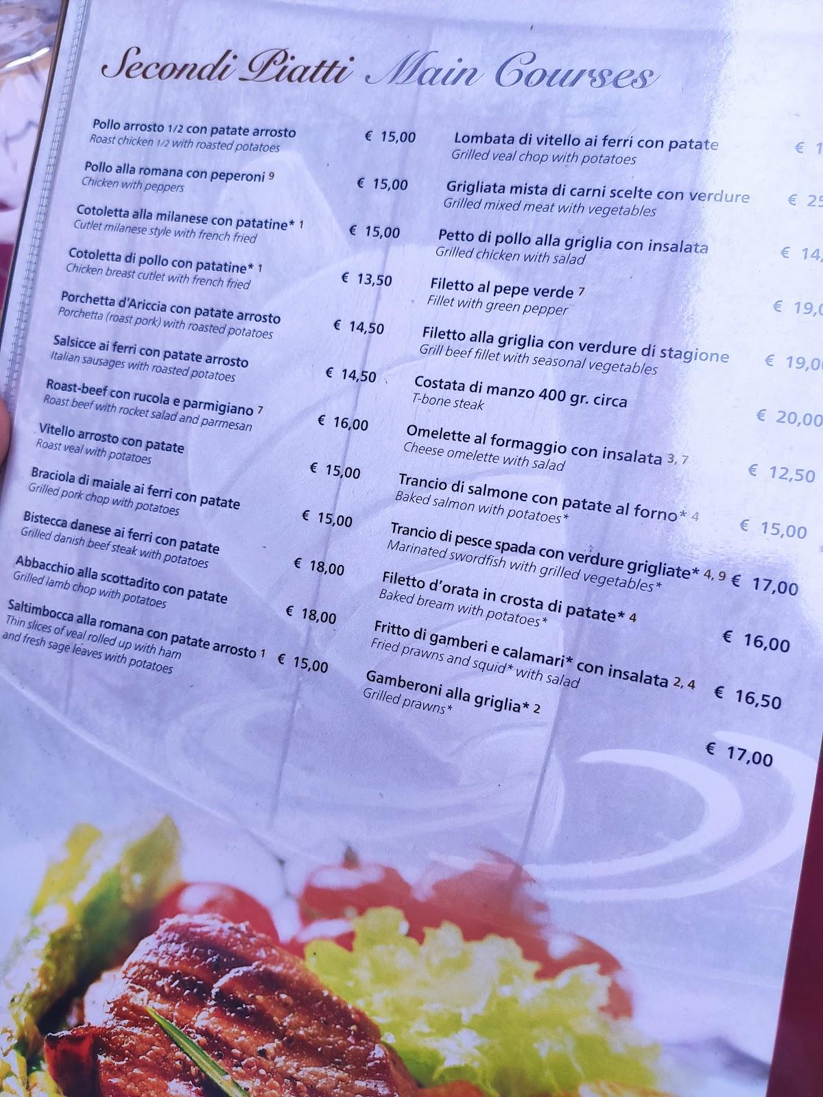 Menu da Al Picchio pizzeria, Roma