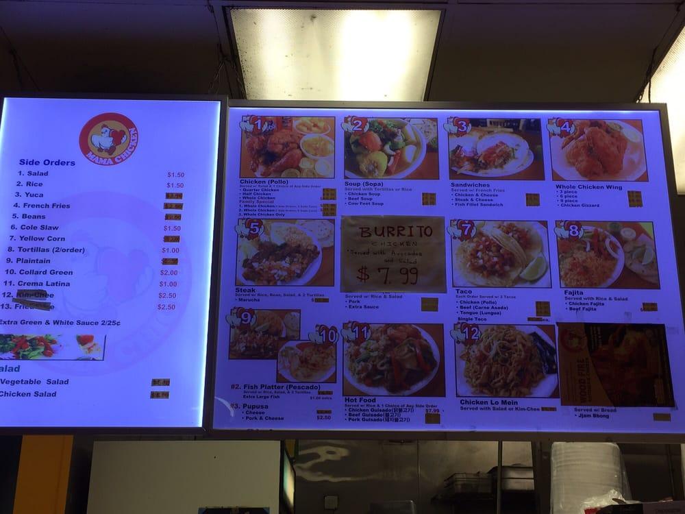 Menu at Mama's Chicken restaurant, Alexandria