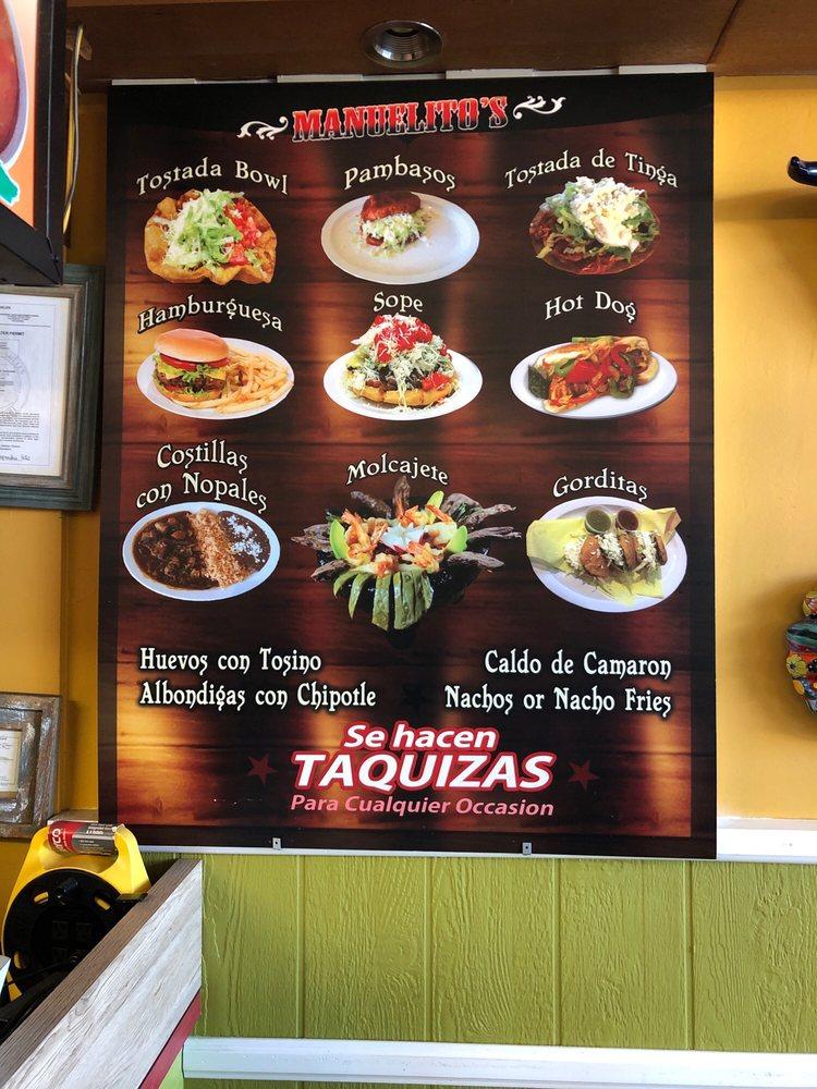 Menu at Manuelito's Mexican Restaurant, Los Angeles