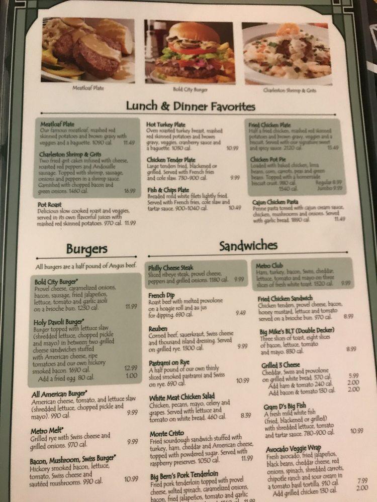 Menu at Metro Diner restaurant, The Villages