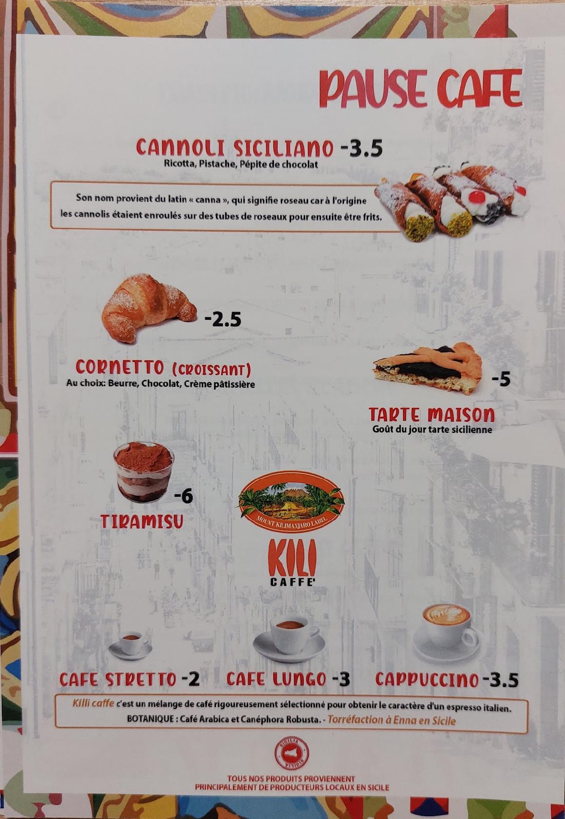 Menu at Pizzeria P3 Charleroi Sicily Food&Bar, Charleroi