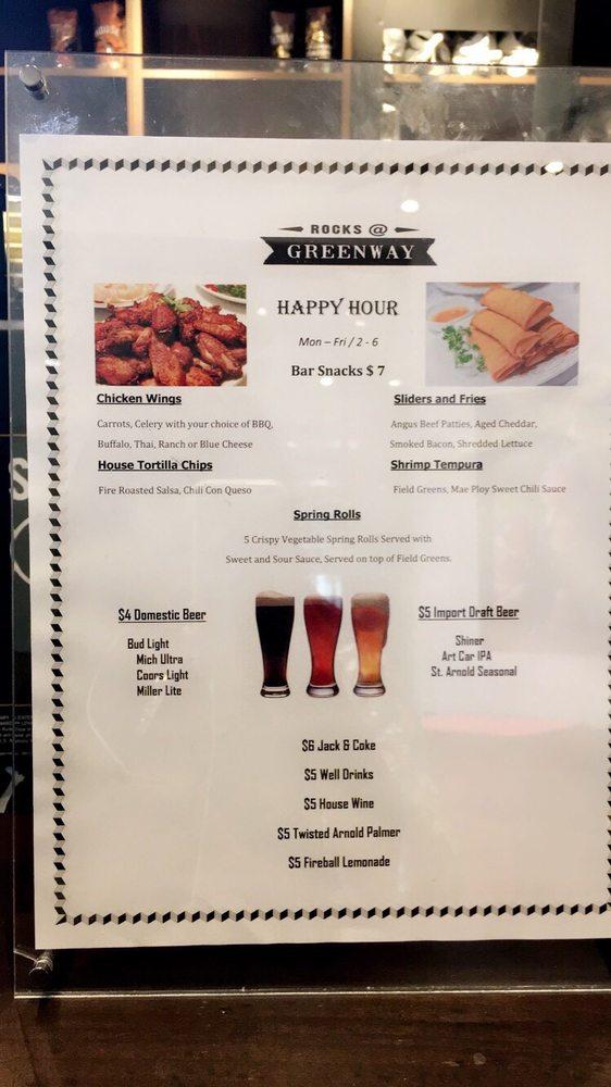Menu at Rocks @ Greenway pub & bar, Houston