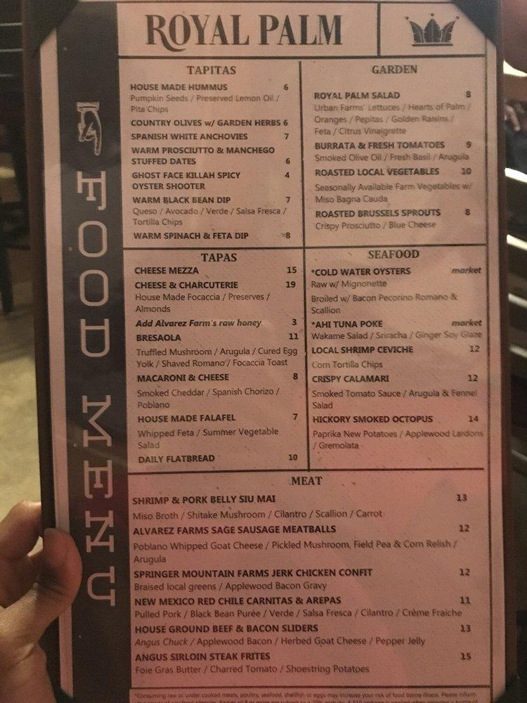 Menu at Royal Palm Village Wine & Tapas pub & bar, Atlantic Beach