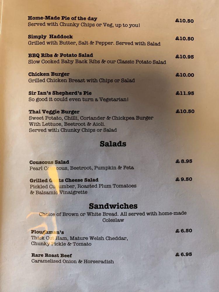 Menu at The Grapes pub & bar, London, 76 Narrow St