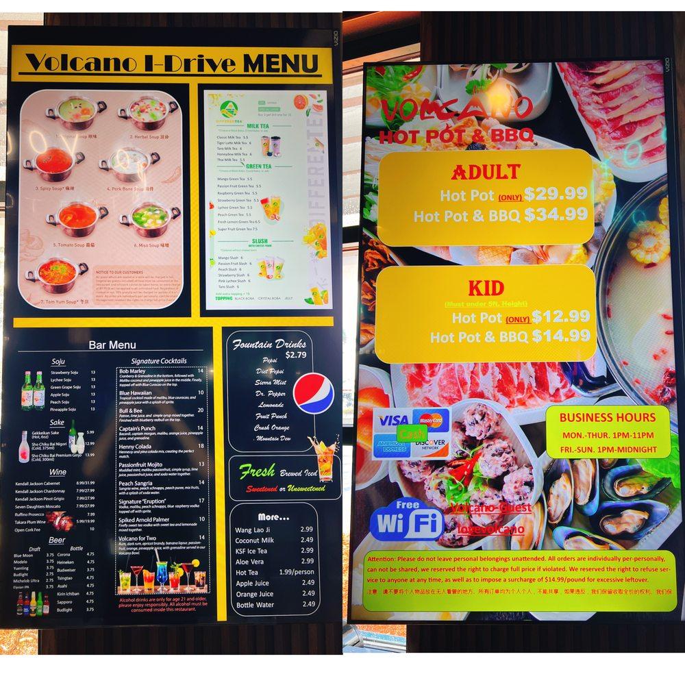 Menu at Volcano Hot Pot & BBQ I-Drive, Orlando