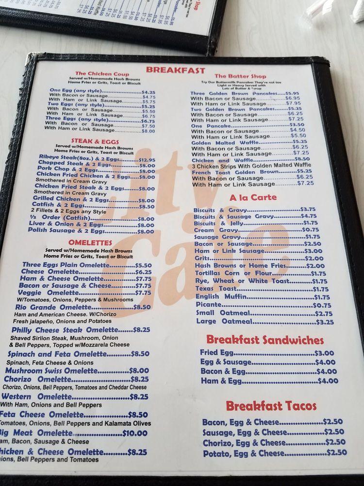 Menu at City Cafe, South Houston, 513 College Ave