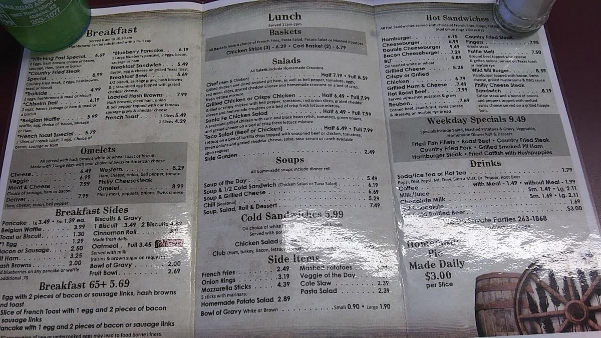 Menu at Hitching Post Restaurant, Abilene