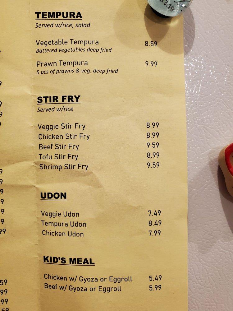 Menu at Ichi Bento restaurant, Shoreline