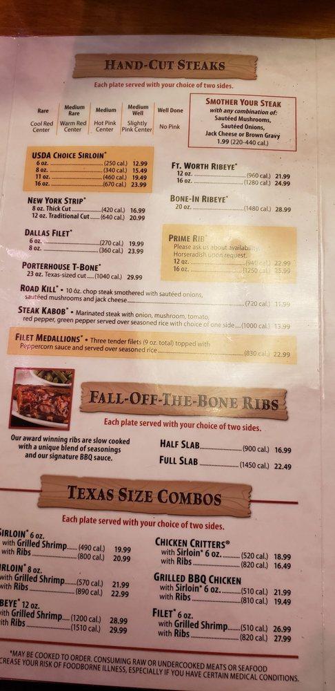Menu at Texas Roadhouse BBQ, Hesperia