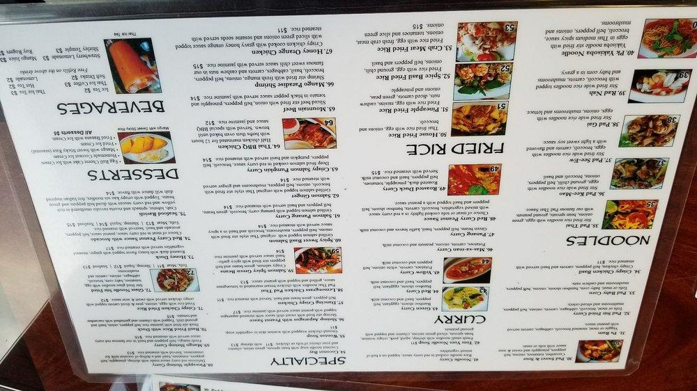 Menu at 7 Seven Thai Restaurant, Roseburg