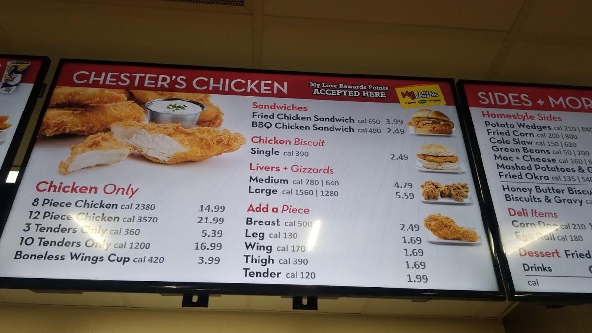 Menu at Chester's Chicken restaurant, Dodge City