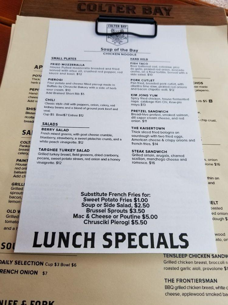 Menu at Colter Bay pub & bar, Buffalo