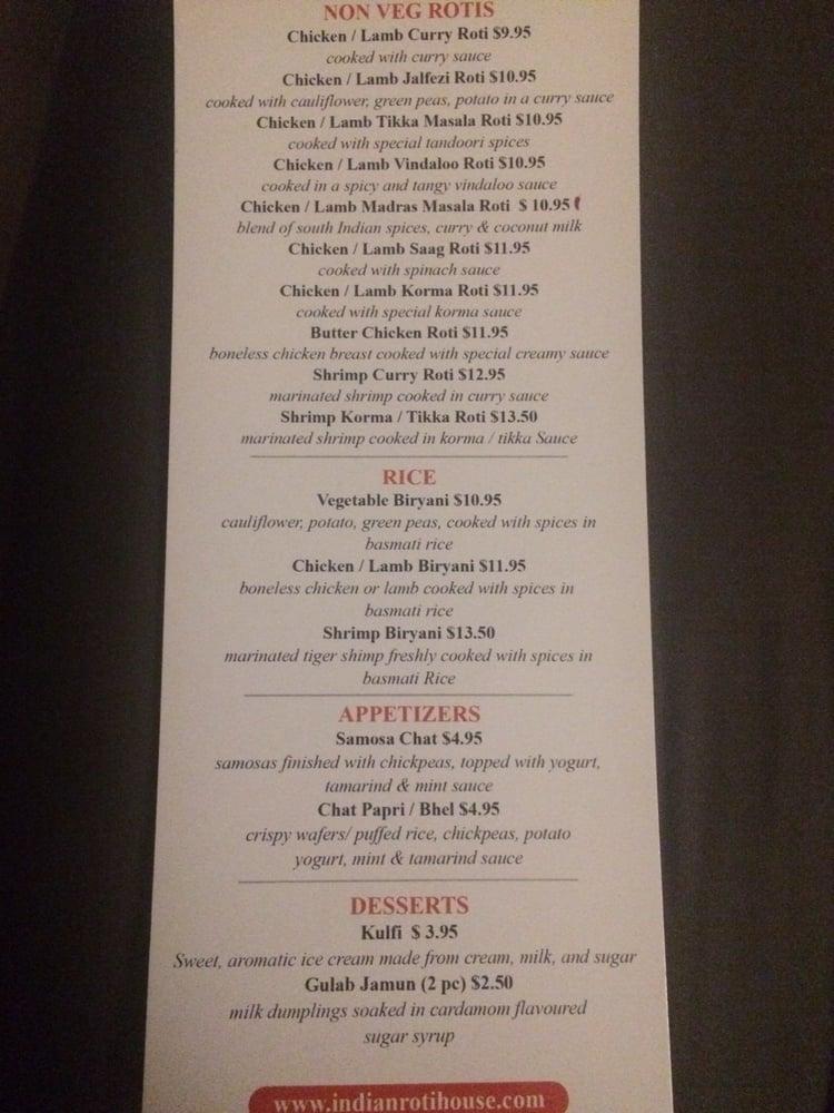 Menu at Indian Roti House Indian Dosa House restaurant, Toronto, 256 ...
