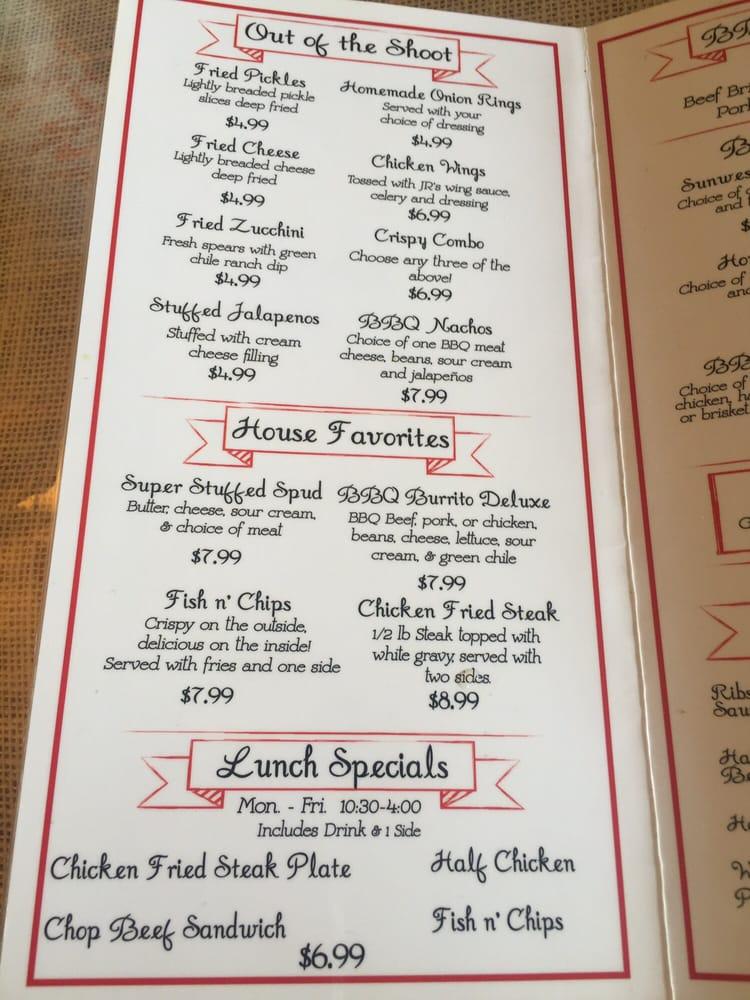 Carta de barbacoa JR’s Ranch House, Albuquerque