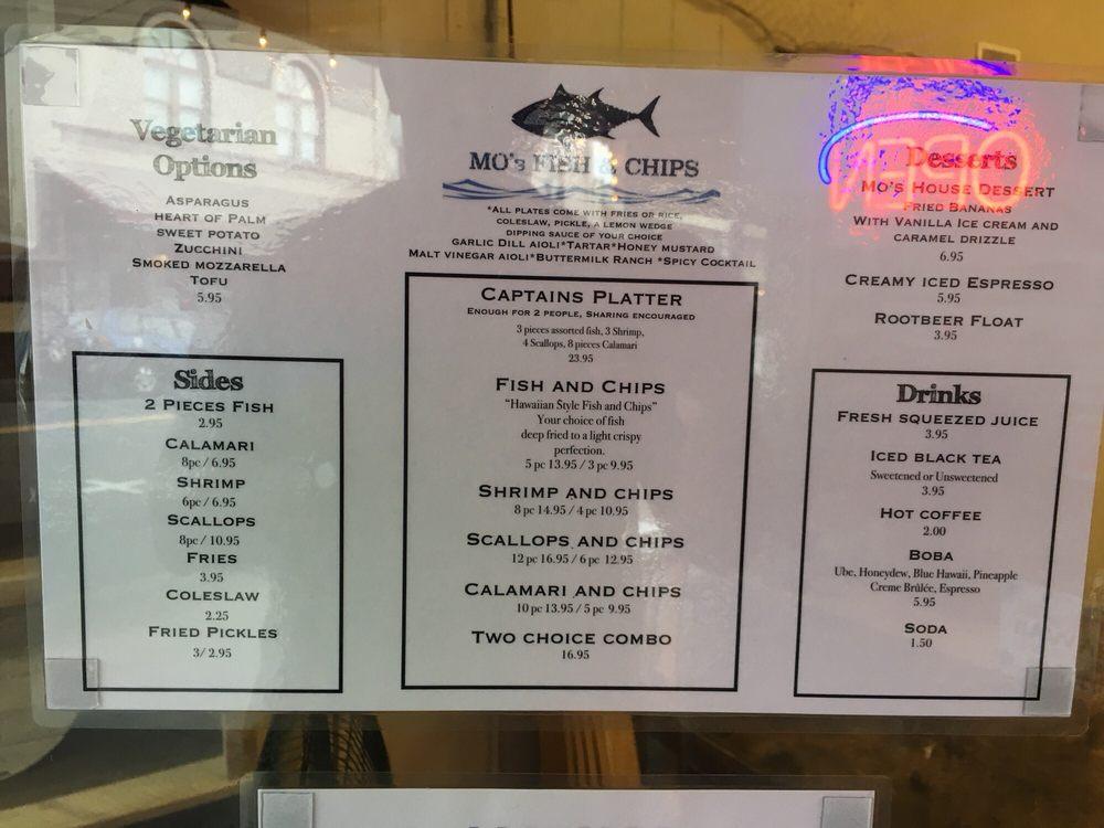 Menu at Mohala’s Bayfront Fish and Chips, LLC pub & bar, Hilo