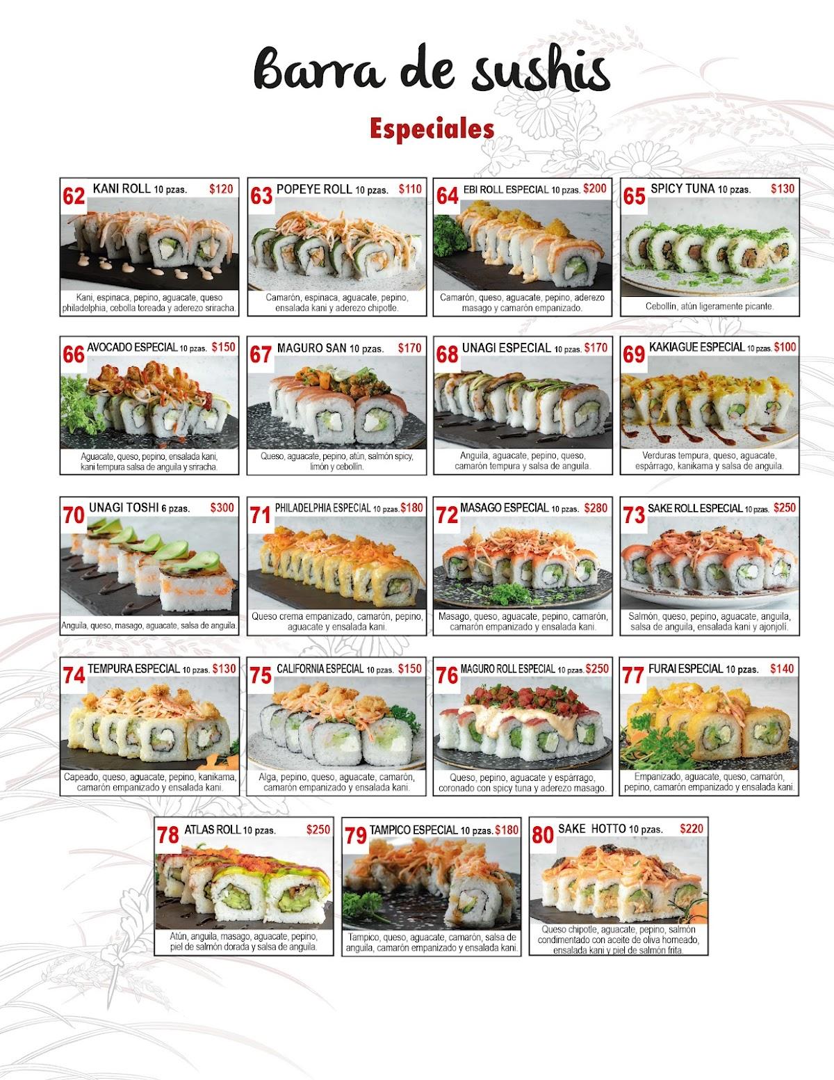Carta del restaurante Toshi Roll, Zapopan