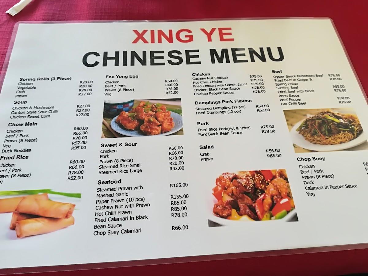Menu at Xing Ye Chinese Restaurant and Sushi, Dolphin Coast