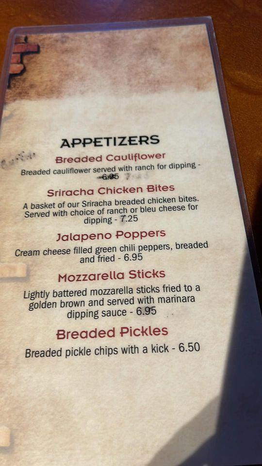 Menu at Alibi Lounge pub & bar, Shelby