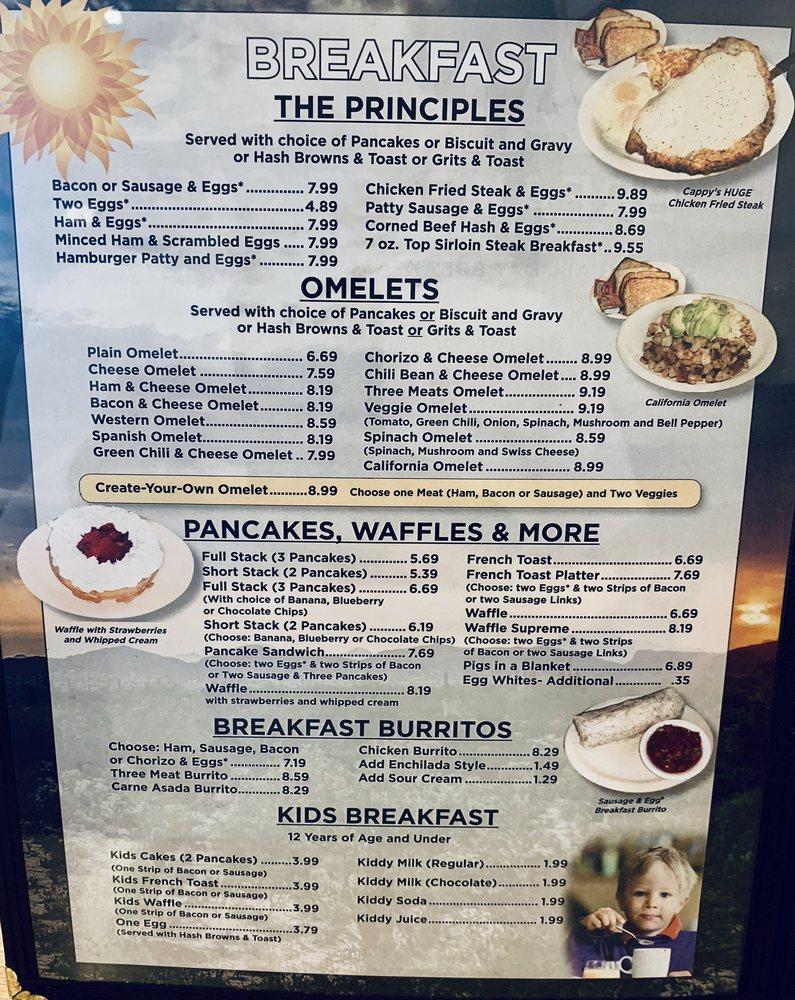 Carta de Cappy's Breakfast Cafe, Tucson