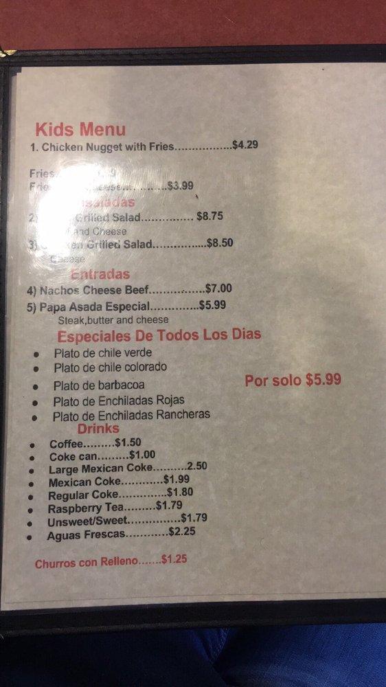 Menu at El Piquin Mexican Restaurant, Arlington
