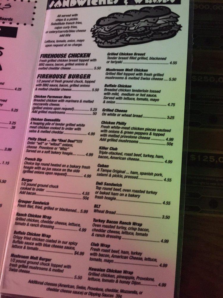 Menu at Firehouse Grill & Pub Inc, Temple Terrace