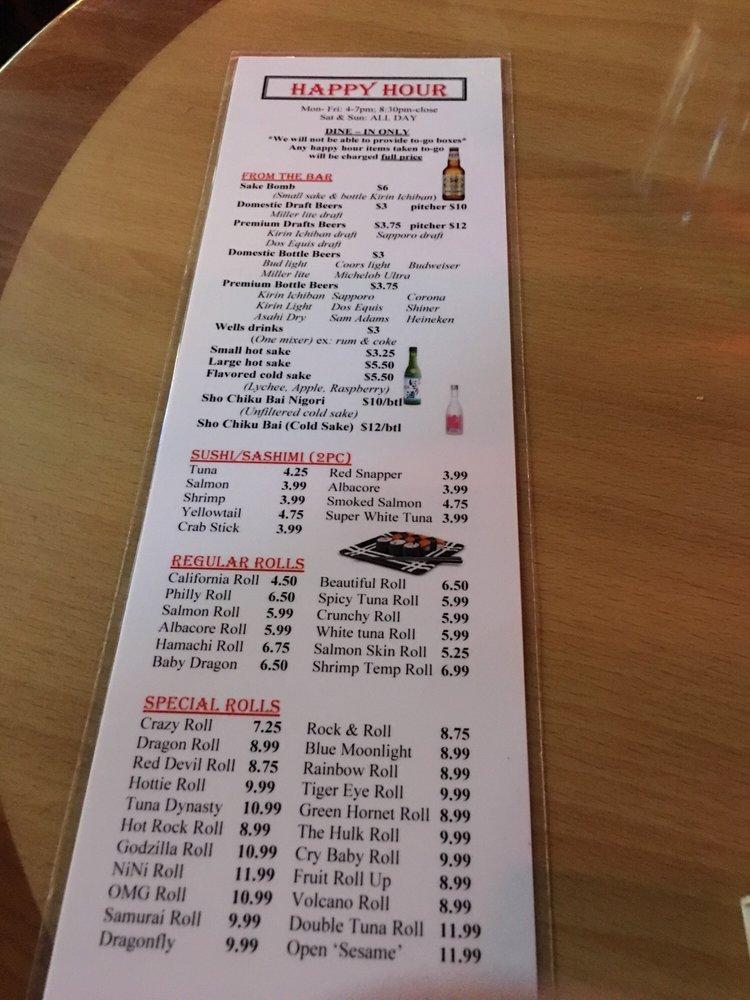 Menu at Sushi NiNi restaurant, Round Rock