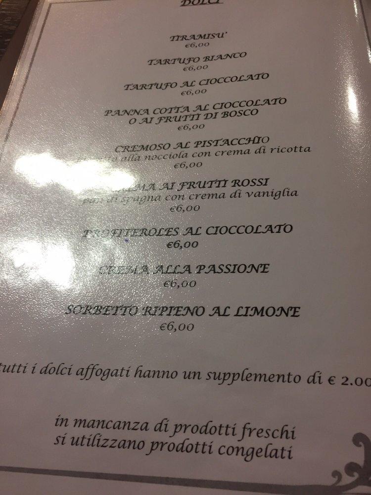 Menu at Trattoria Alle Lance pizzeria, Venice