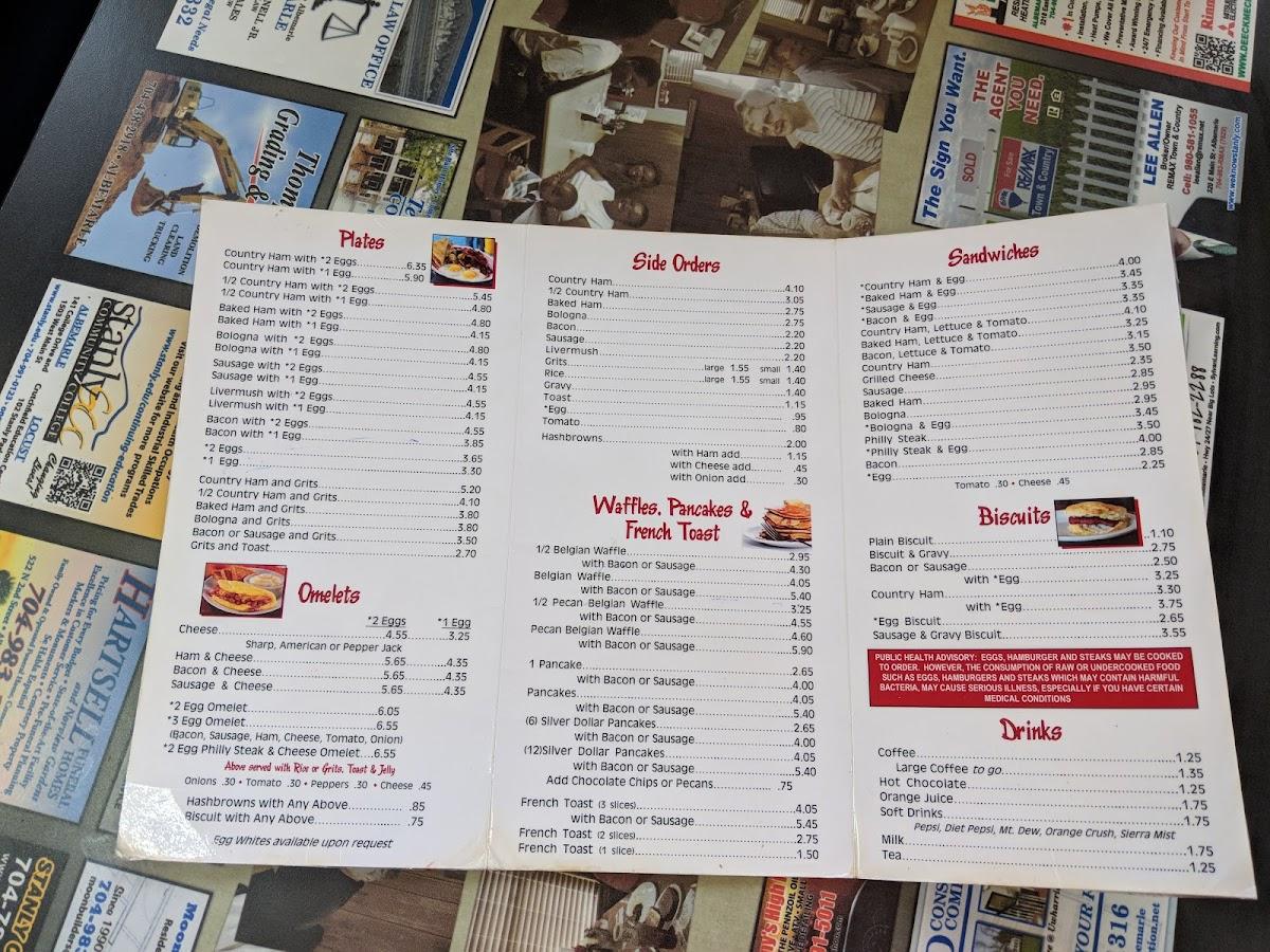 Menu at Breakfast Nook restaurant, Albemarle