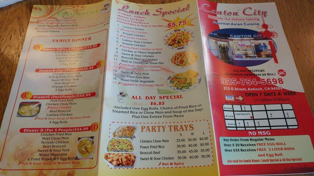 Menu at Canton City restaurant, Antioch