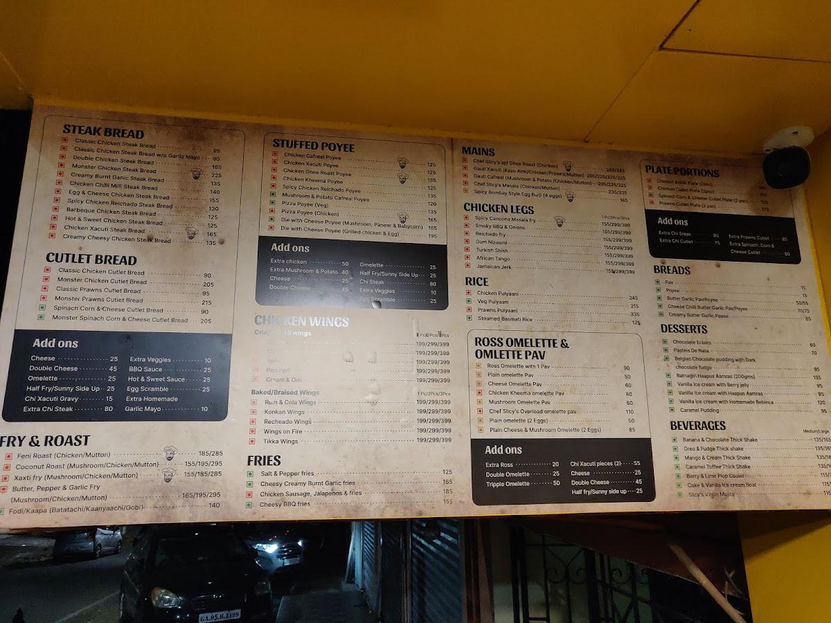 Menu at Chef Slicy's, Margao, House 11