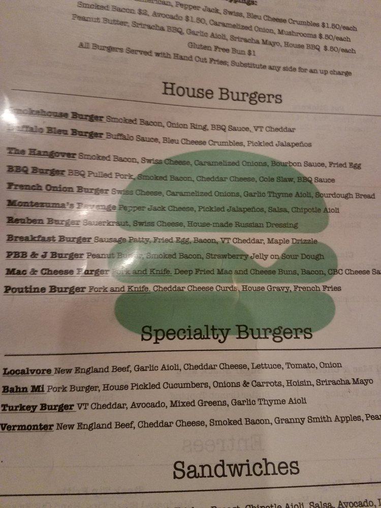 Menu at Cornerstone Burger Co. pub & bar, Northfield