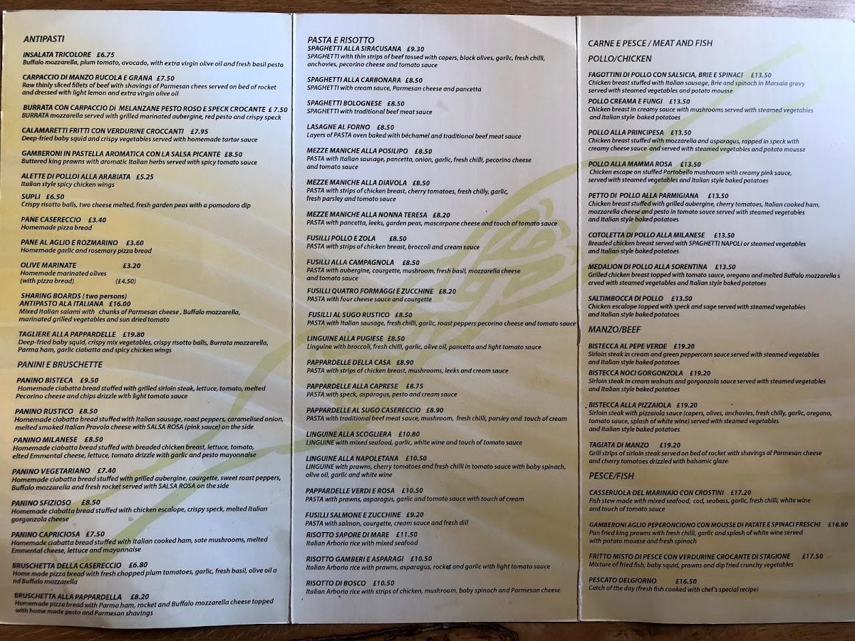Menu at Mesopotamia restaurant, Boston