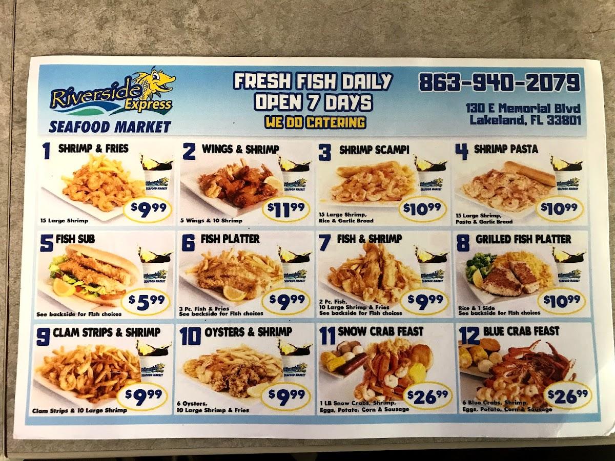 Carta del restaurante Riverside Express Seafood, Lakeland