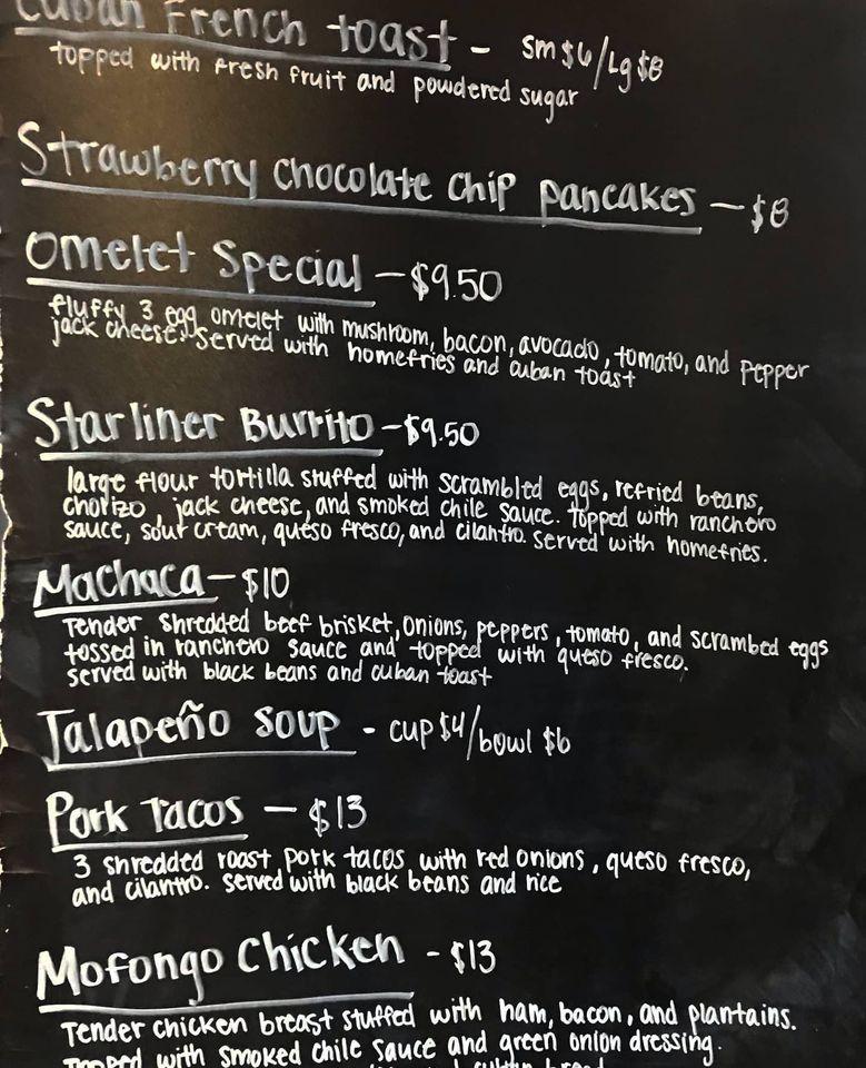 Menu at Starliner Diner restaurant, Hilliard, Main St