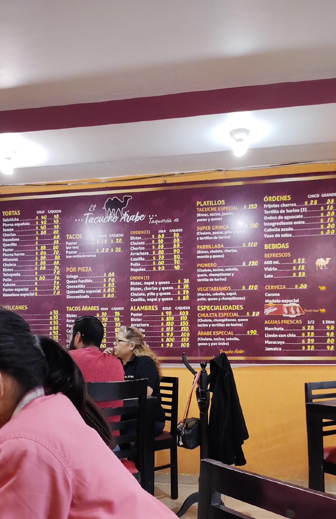 Carta del restaurante Taquería El Tacuche Arabe Alï, Metepec