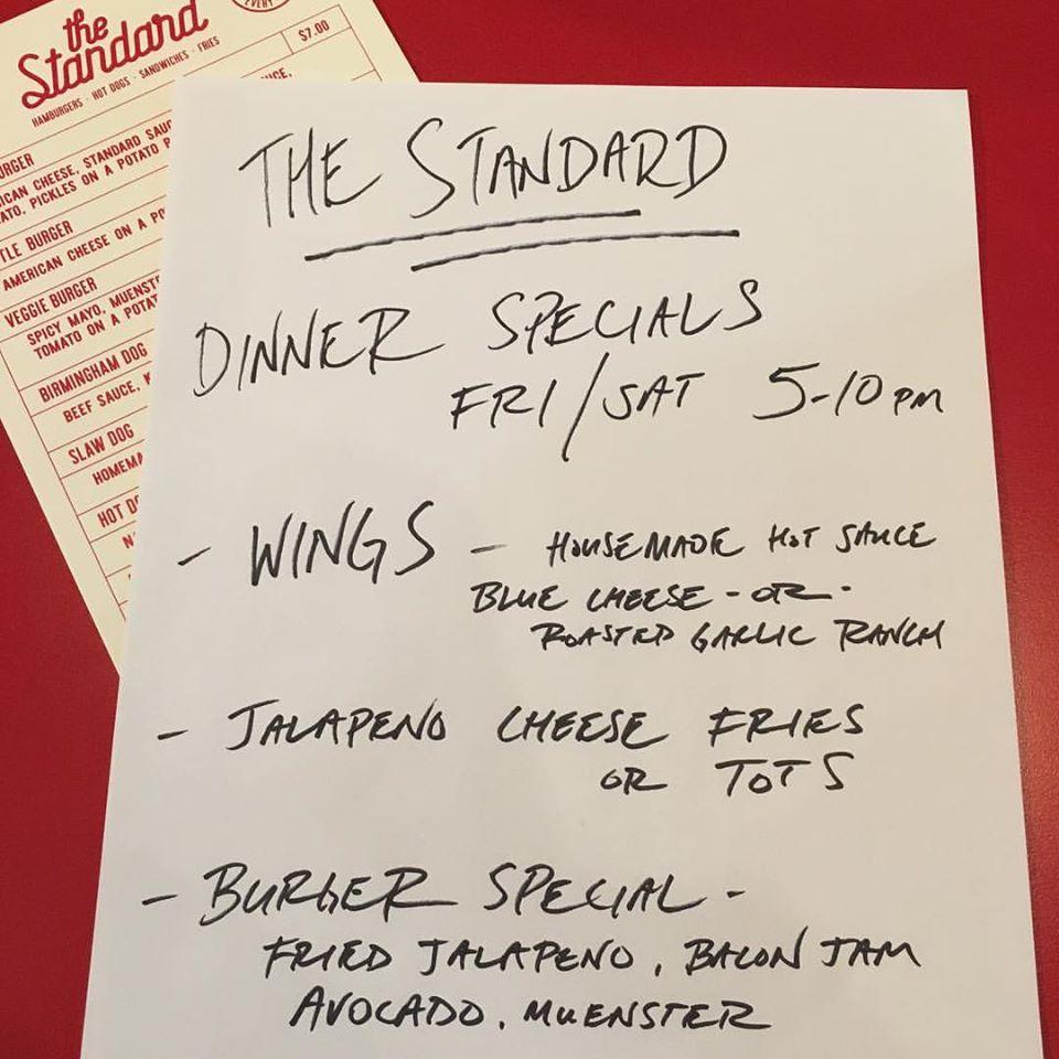 Menu at The Standard restaurant, Birmingham