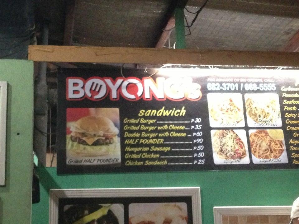 Menu at Boyong's Grilled Burgers restaurant, Marikina