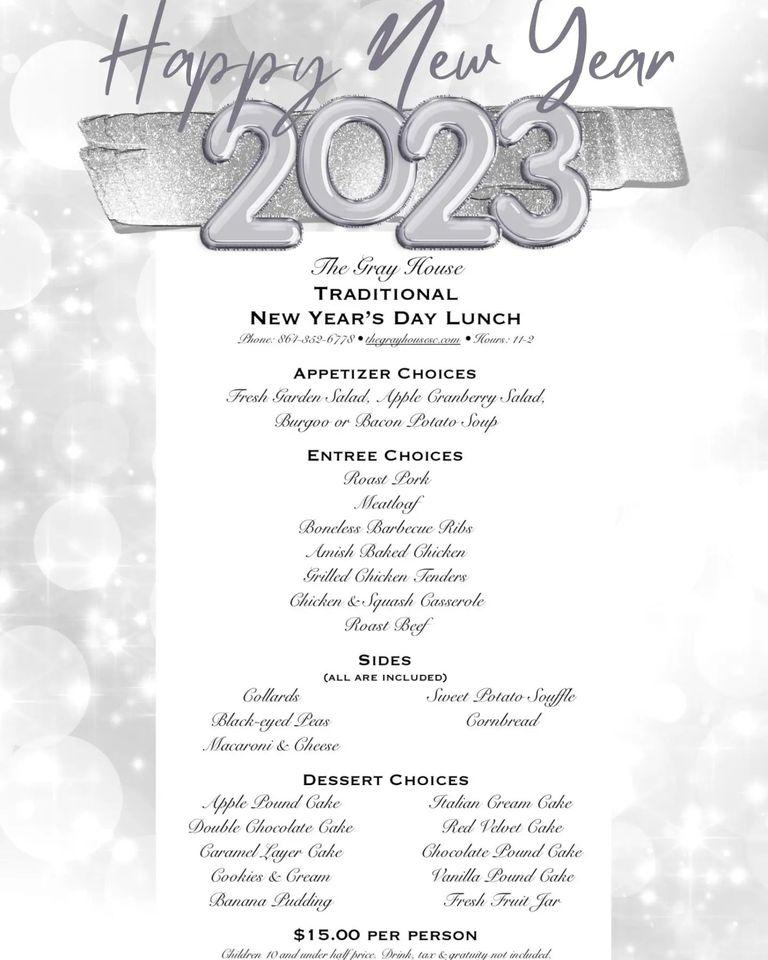 Menu at Gray House restaurant, Starr