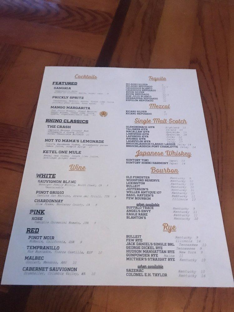 Menu at The Blind Rhino pub & bar, Norwalk