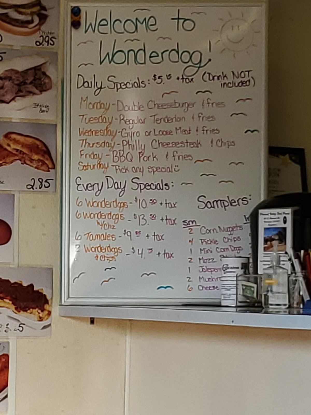 Menu at "The Original" Wonderdog restaurant, East Peoria