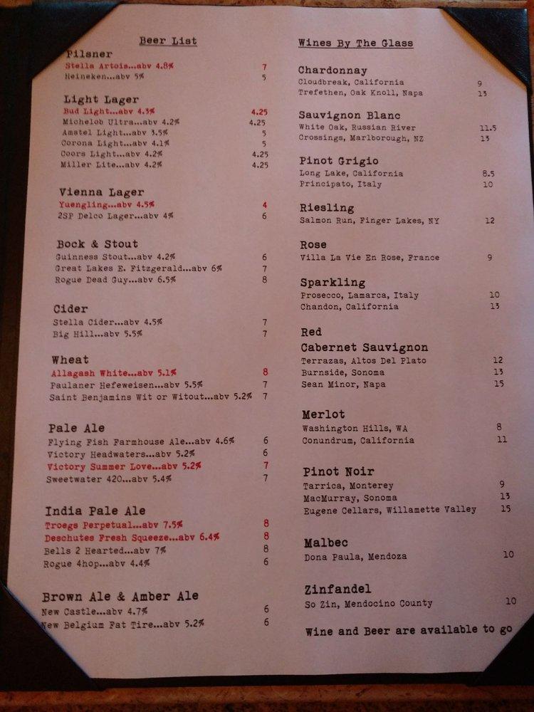 Menu at 333 Belrose Bar & Grill, Wayne